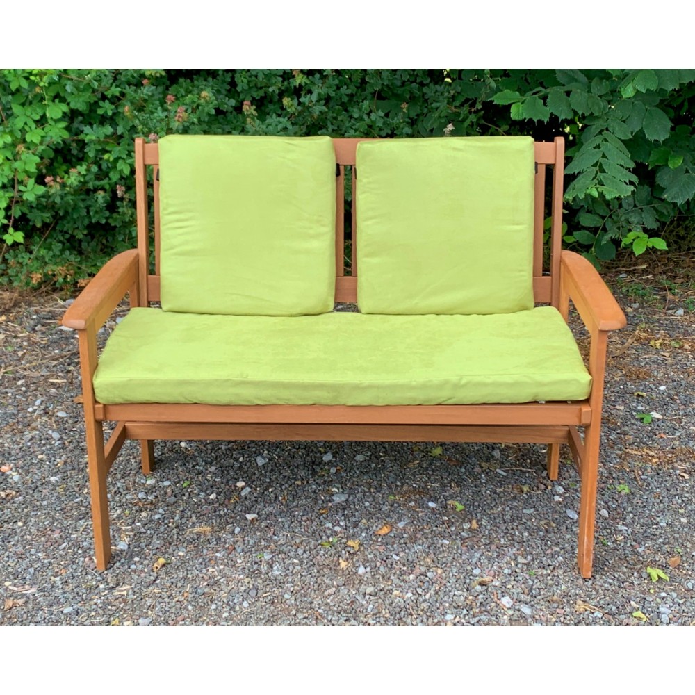 Garden Bench Cushion Set Including Back Pads - Apple Green Faux Suede ...