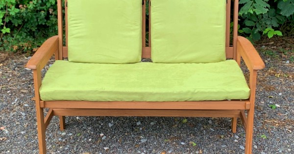 Garden Bench Cushion Set Including Back Pads - Apple Green Faux Suede ...