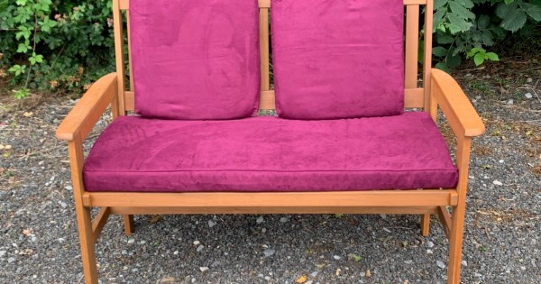 Garden Bench Cushion Set Including Back Pads - Aubergine Purple Faux ...